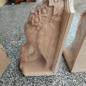 Unfinished Wooden Corner Corbel With Intricate Goose Motif, Window ...