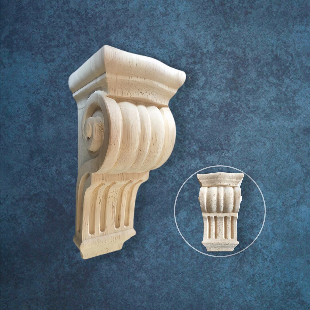 Carved Wood Fluted Corbel - Unfinished Corridor Arcade Corbels, Stucco ...