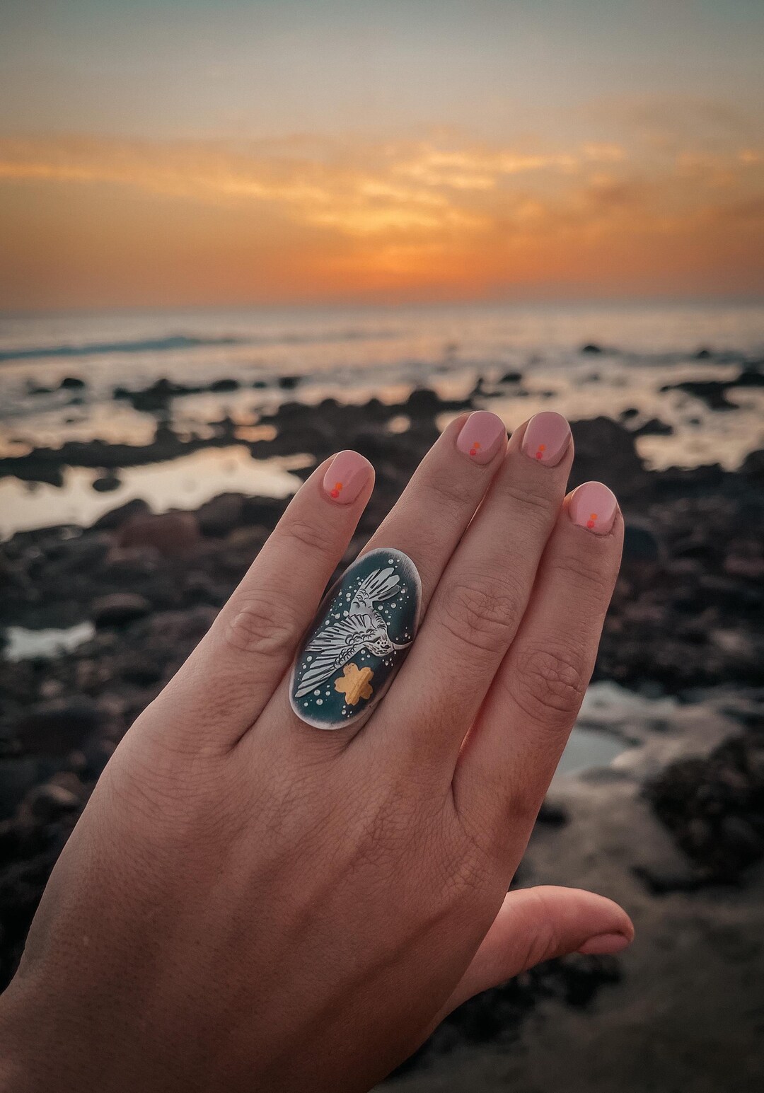 The Healer Hummingbird Ring Sterling Silver Shield Ring Handmade ...