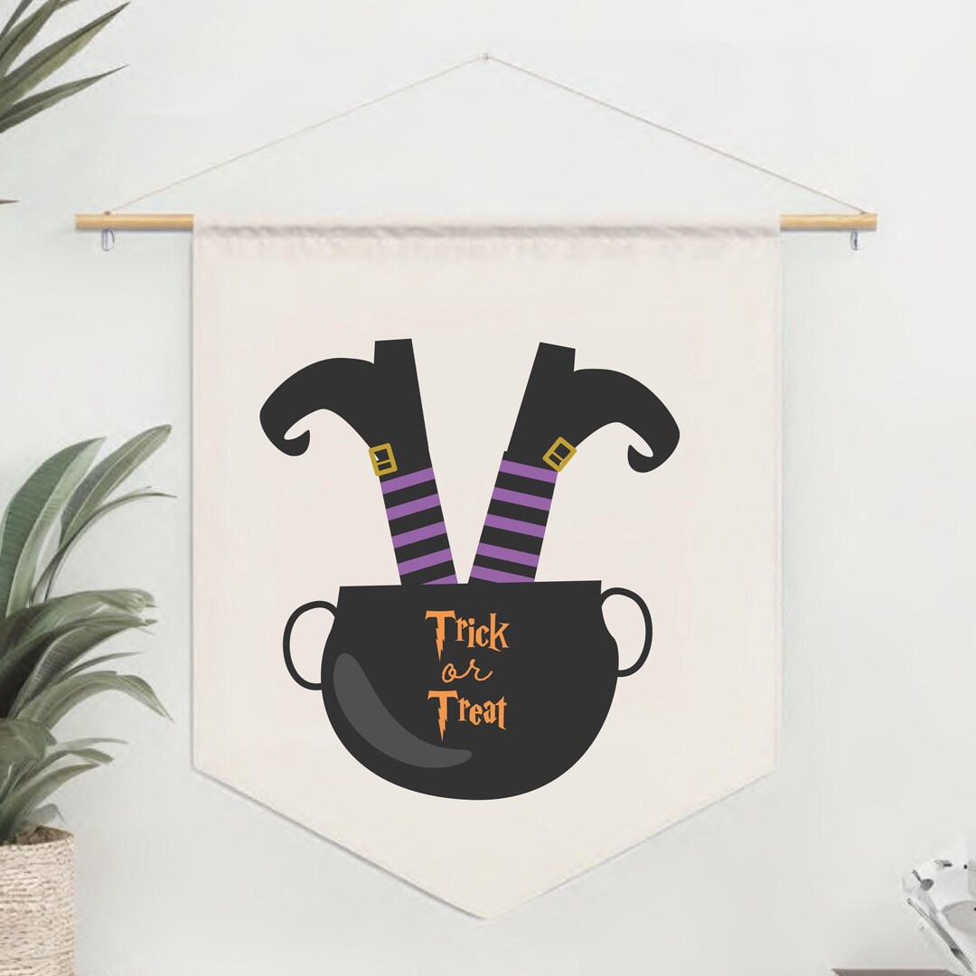 Trick or Treat Pennant Flag, Halloween Decor, Bedroom Decor, Linen ...