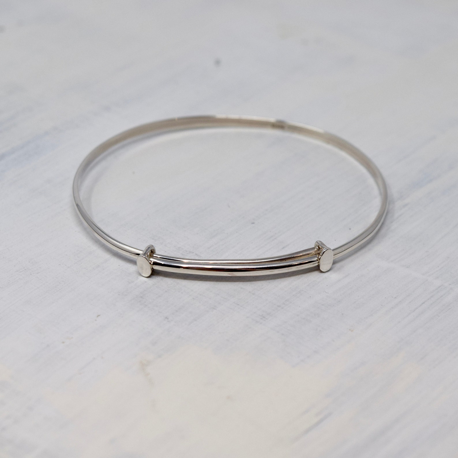 Sterling Silver Adjustable Bangle Bracelet - Etsy UK