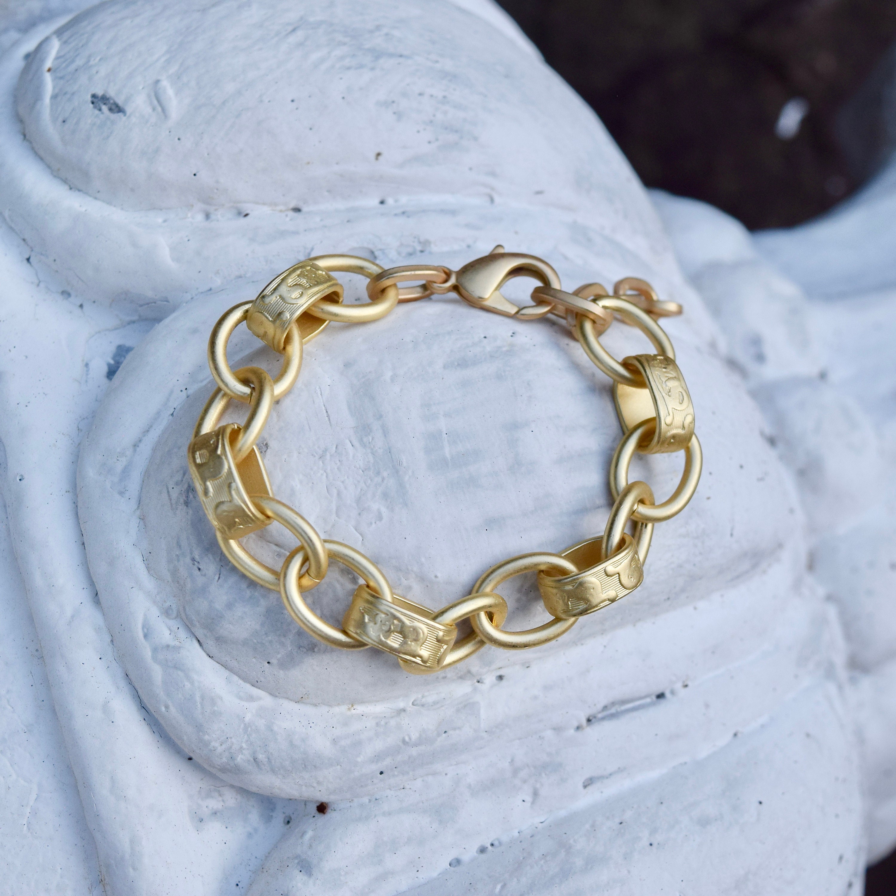 Vintage Large Link Bracelet - Matte Gold - Etsy