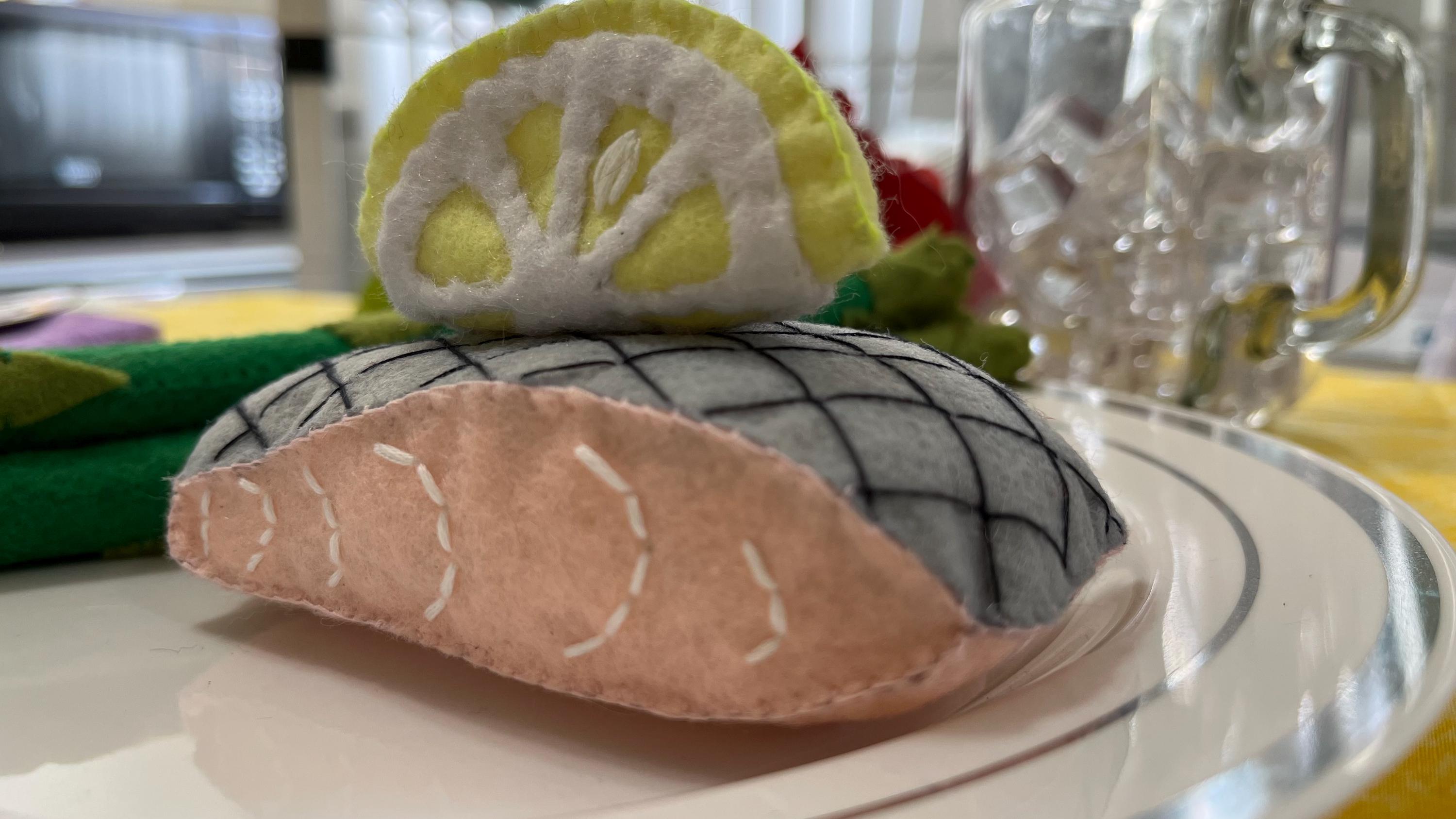 Felt Salmon & Asparagus Play Food Set – Montessori Toy, Pretend Play ...