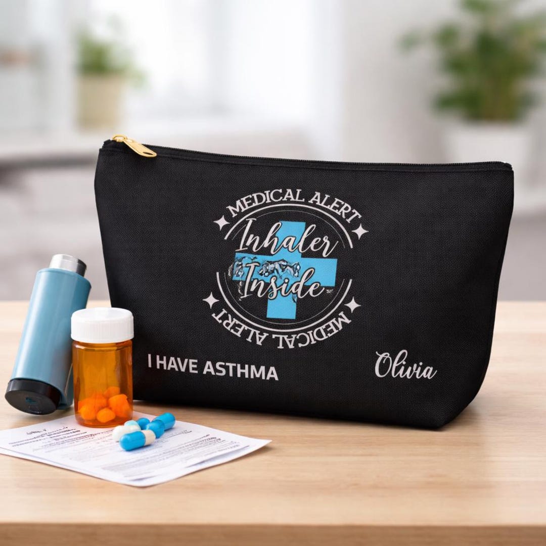 Medical Alert Inhaler Bag — Personalized Asthma Safety Case - Etsy