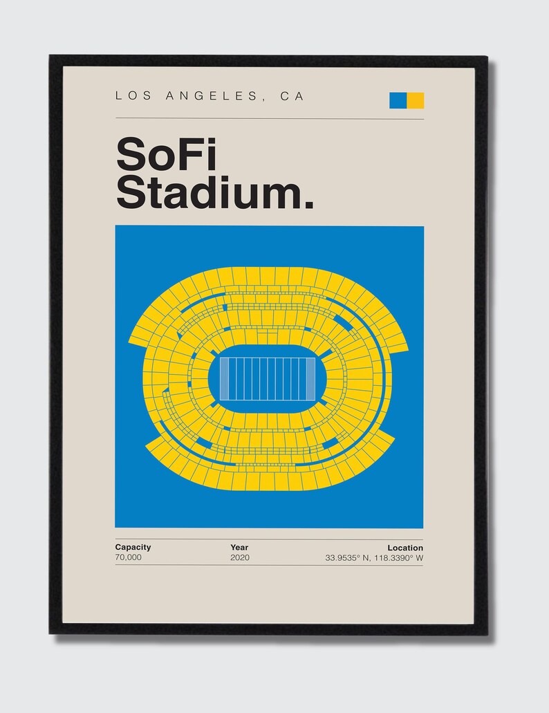 Sofi Stadium Art Print: Los Angeles Chargers Poster (digital Download ...