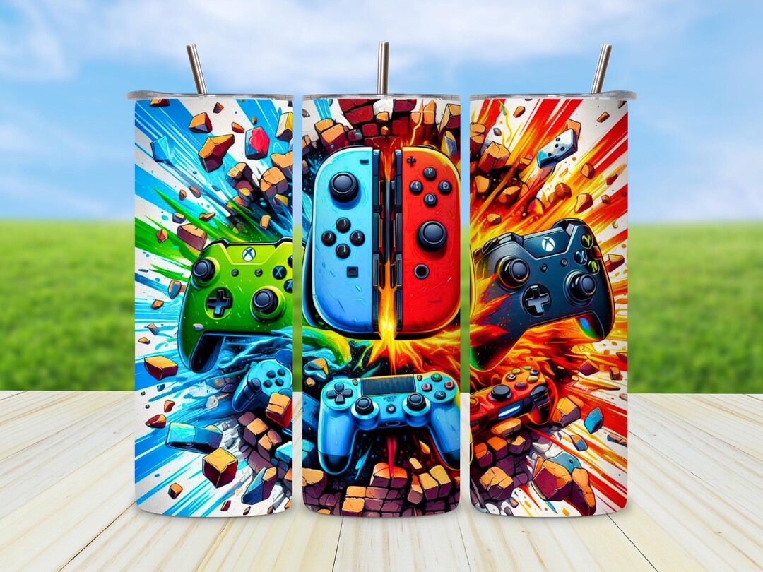Gaming Controller Tumbler Wrap PNG, 20 Oz Console Design for Gamer Gift ...