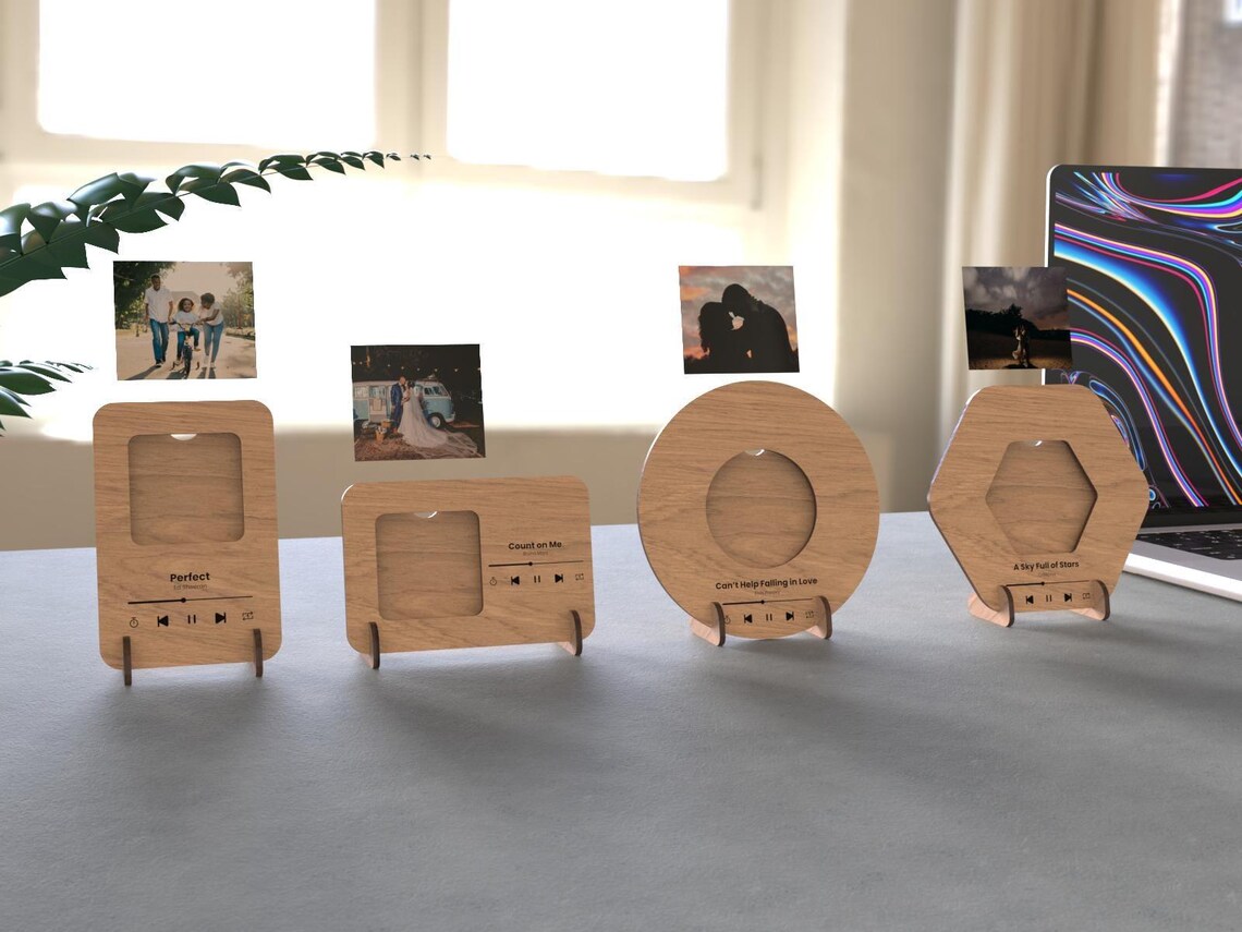 4 Music Plaque Laser Cut Templates – Spotify Style Song Frame SVG & DXF ...