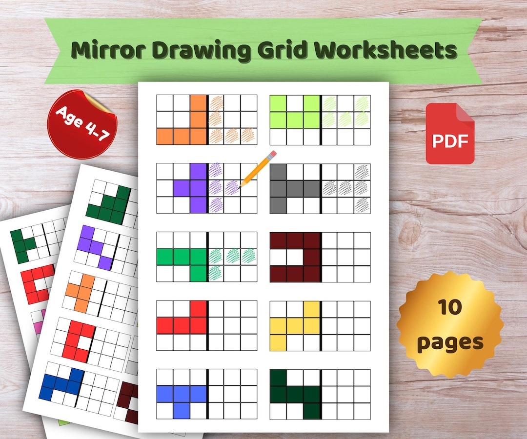 Symmetry Drawing Worksheets for Kids: Mirror Image Art Puzzles (PDF ...