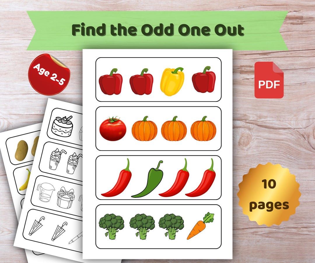Find the Odd One Out Printable Game: Visual Perception Activity. PDF ...