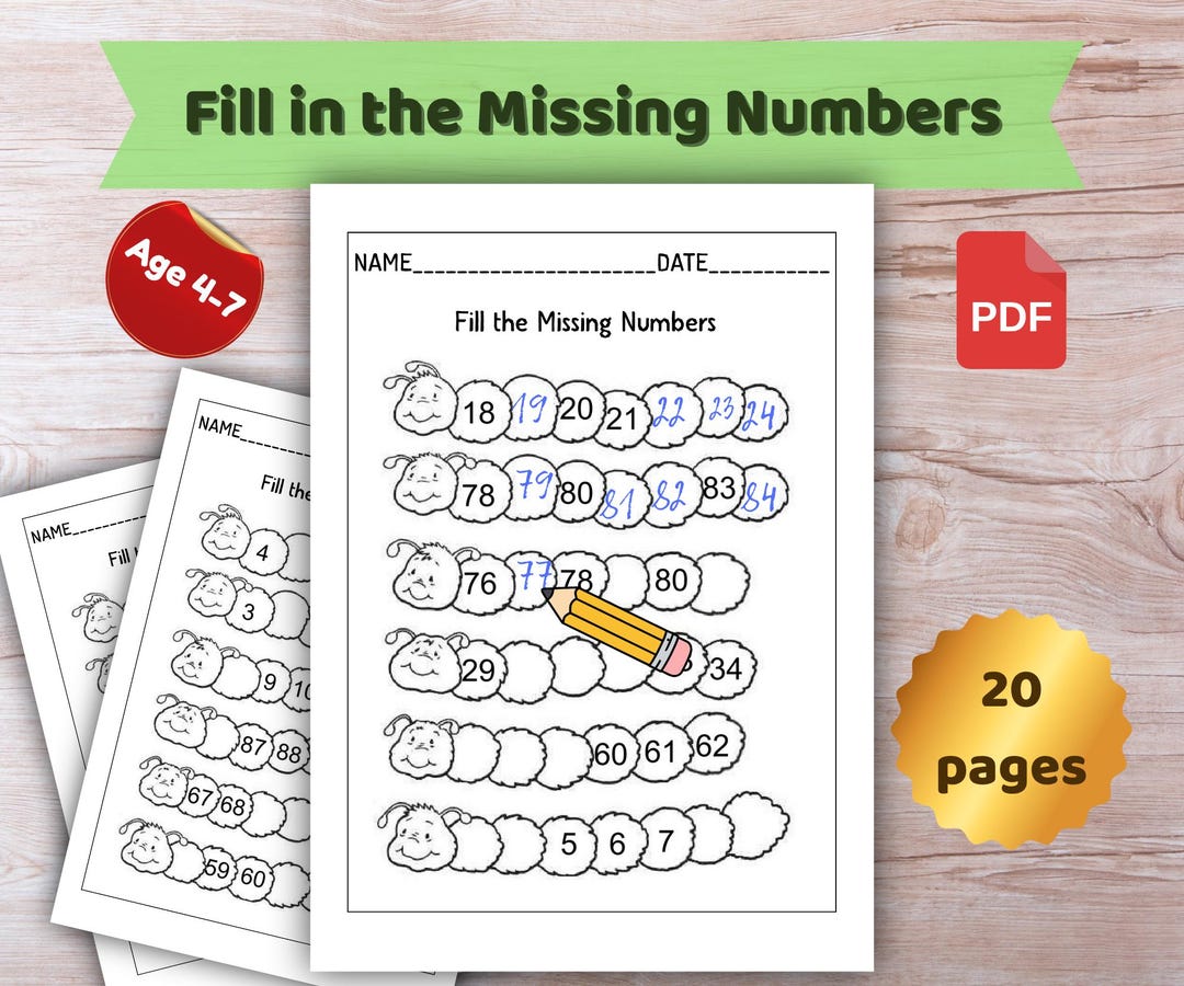 Fill in the Missing Numbers Worksheet | Counting Practice 1–100 ...