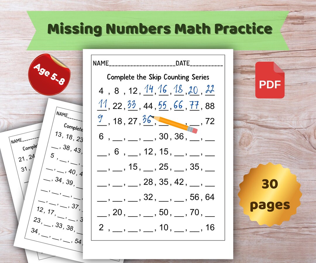 Skip Counting Worksheets | Missing Numbers Math Practice ...