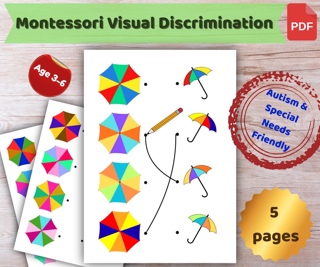 Visual Discrimination Worksheets, Montessori Matching Game, Attention ...