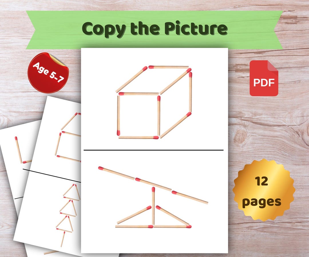 Matchstick Puzzles | Copy the Picture | Printable Logic & Attention ...