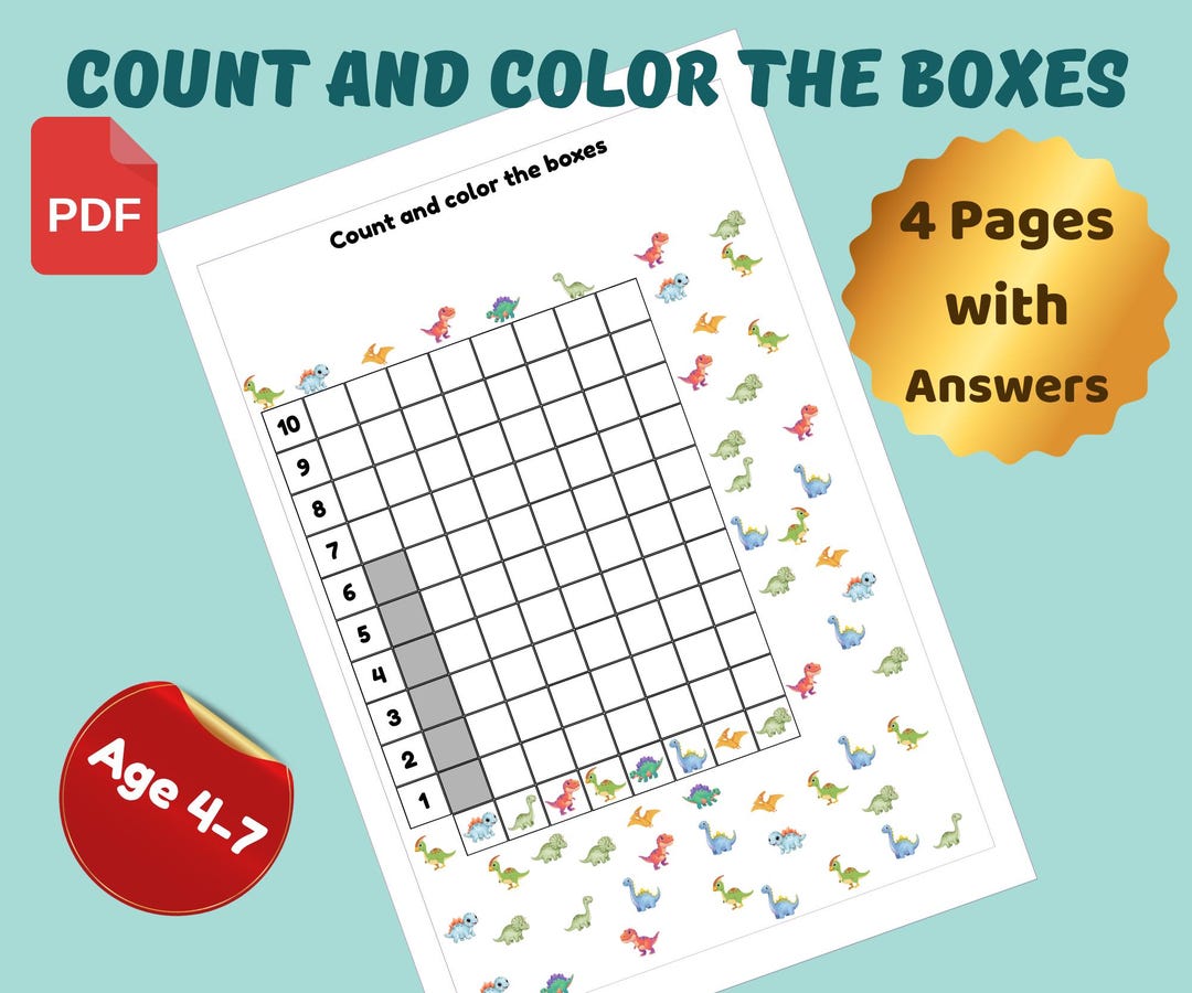 Dinosaur Counting & Coloring Worksheets – Kids Printable PDF With ...