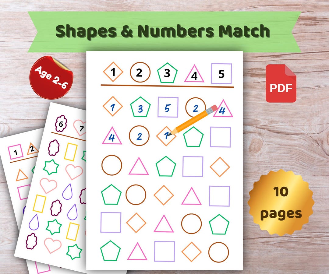 Preschool Shapes & Numbers Matching Activity: Printable PDF - Etsy
