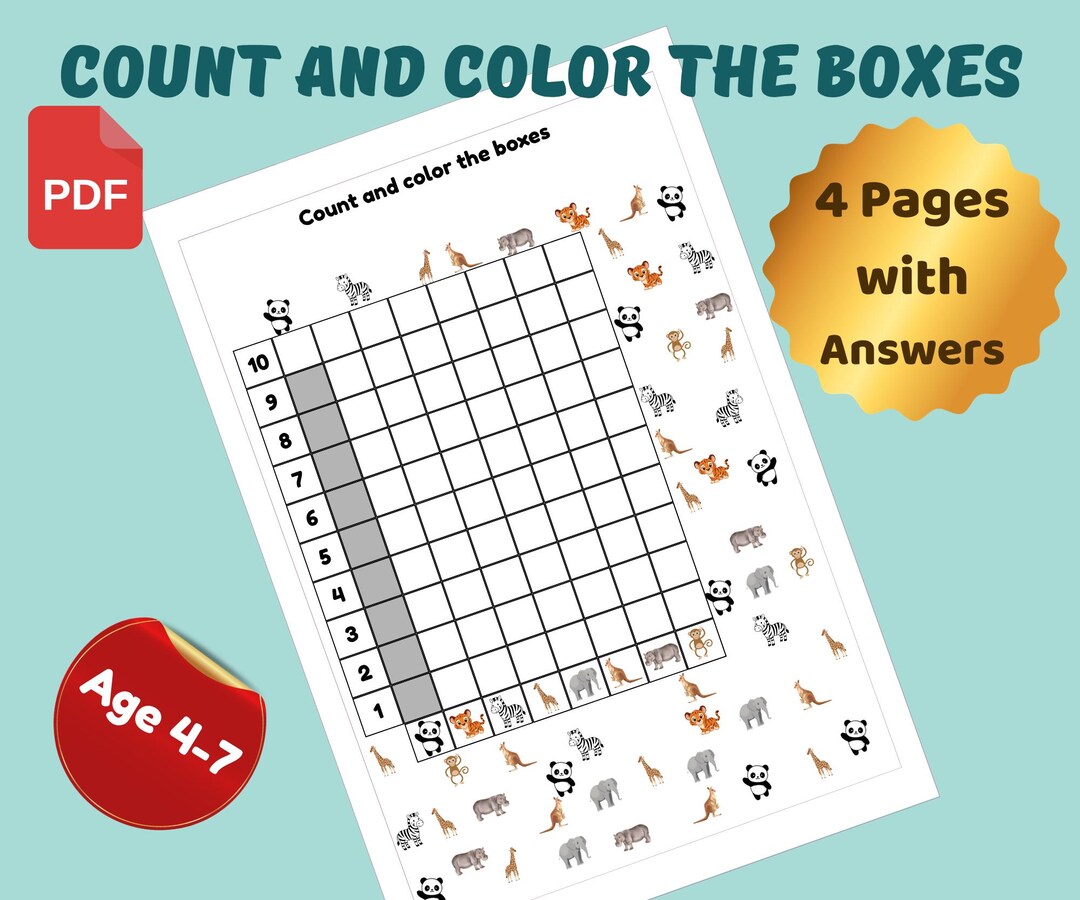 Zoo Animals Counting & Coloring Worksheets – Kids Printable PDF – Ages ...