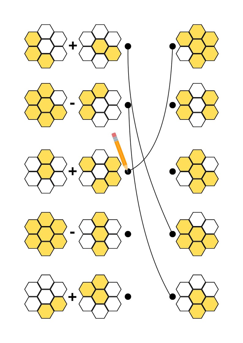 Printable Math Activity “honeycomb Addition and Subtraction” – Hexagon ...