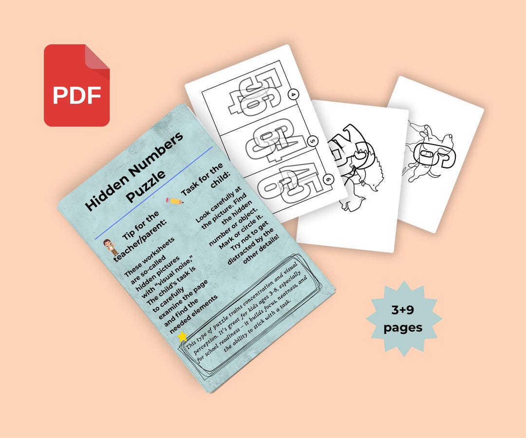 Hidden Numbers Puzzle | Find Hidden Numbers PDF | Kids Visual Attention ...