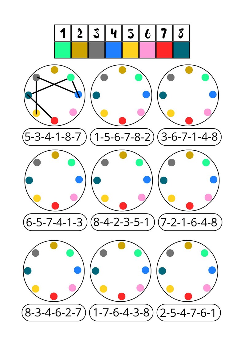 Connect Colors and Numbers Worksheets, Special Education Logic Activity ...