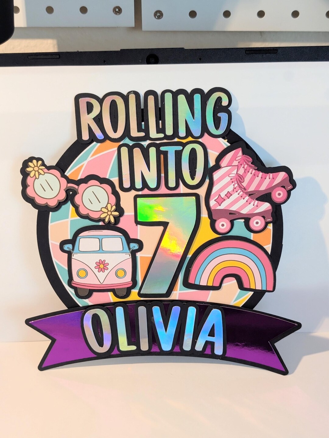 Rolling Into 7 Customizable Cake Topper - Etsy