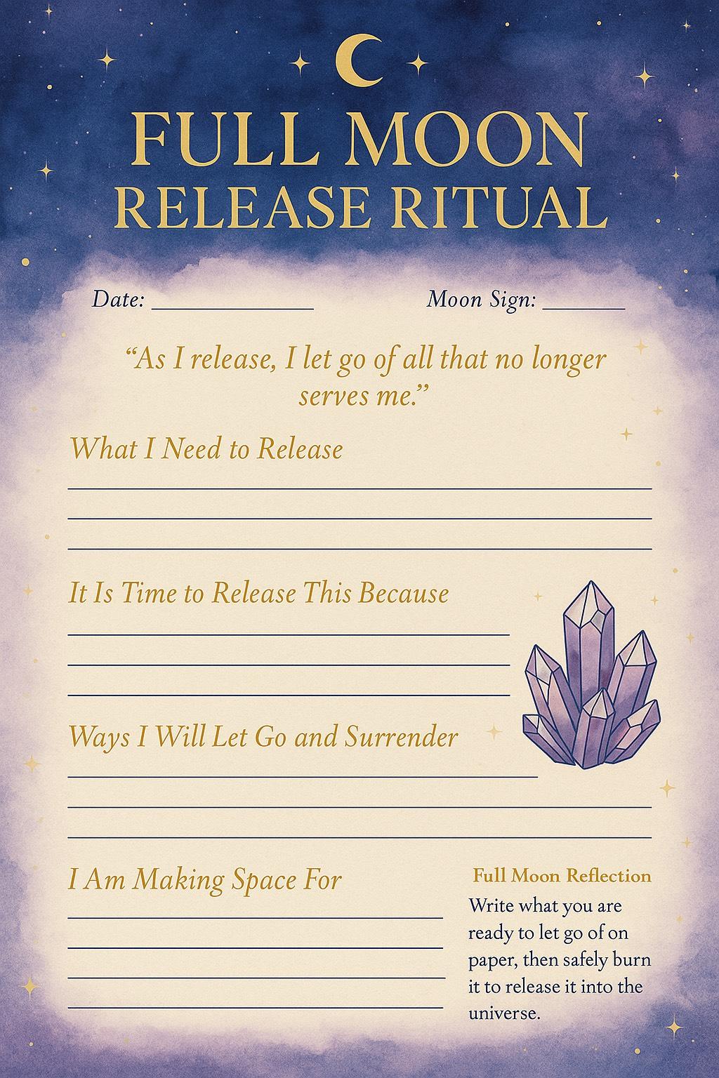 New Moon Intention Setting | Full Moon Release | Spell Log | Ritual ...