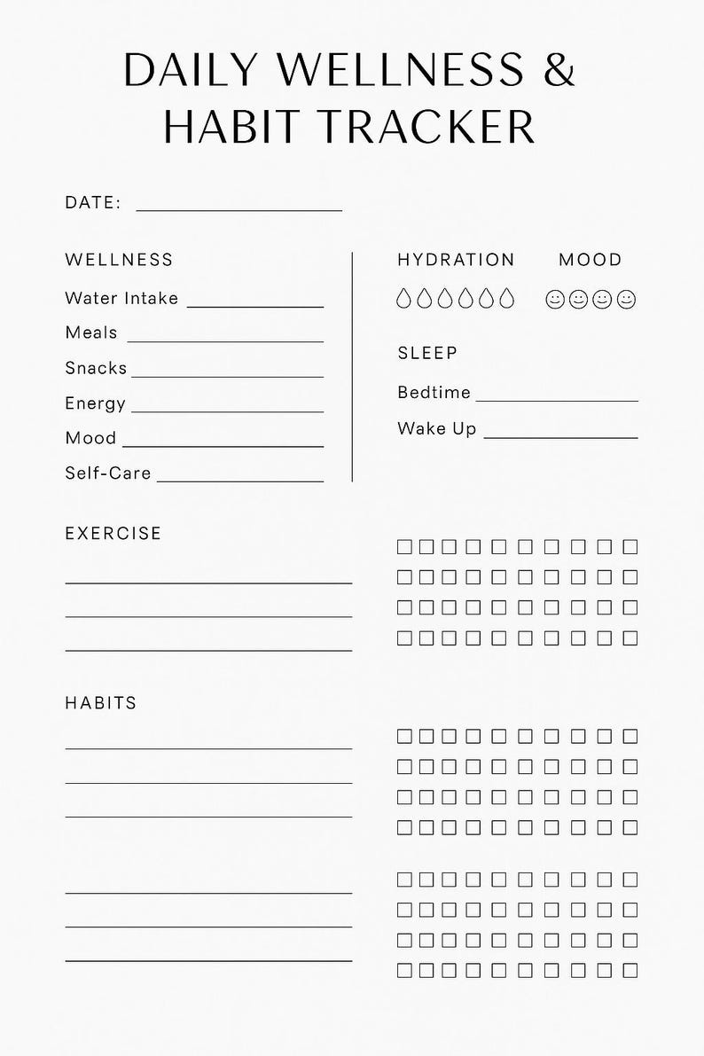 DAILY WELLNESS TRACKER - Etsy