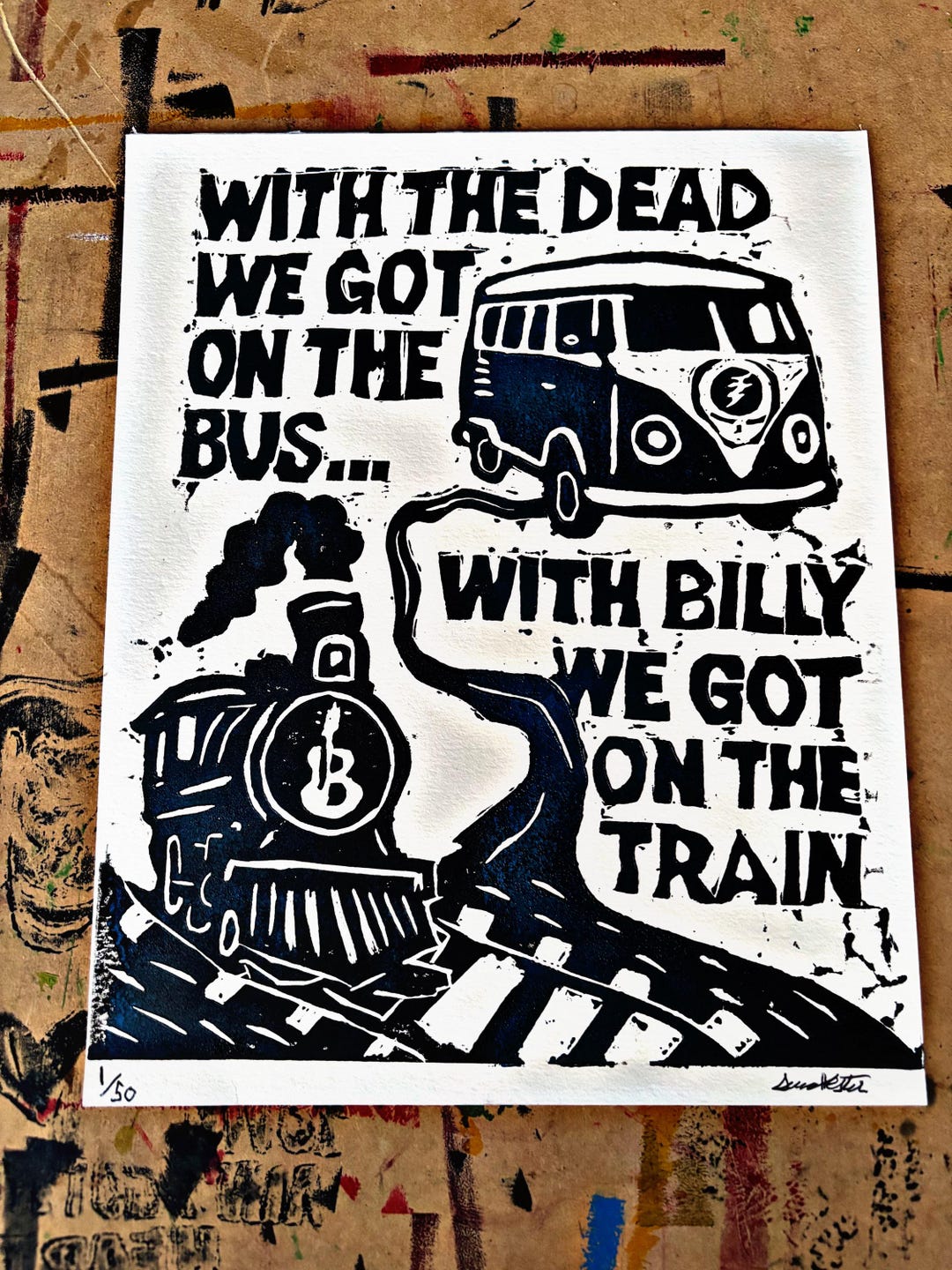 Billy Strings & Grateful Dead Linocut Art Print – Limited Edition 8x10 ...