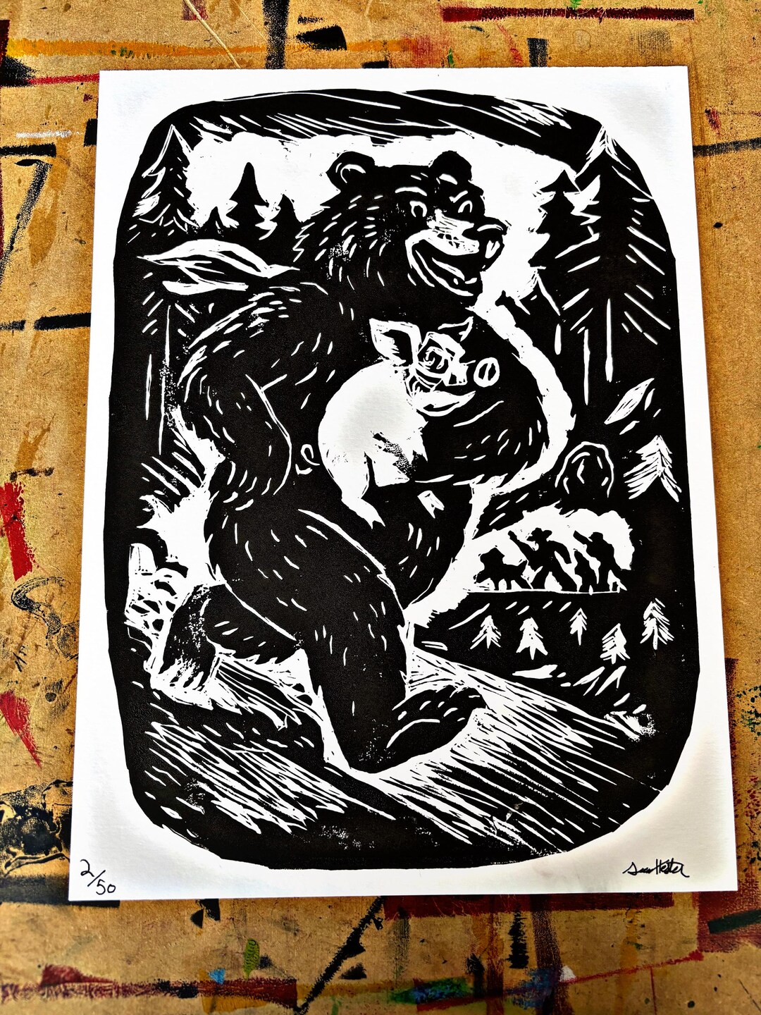 Ole Slew Foot – Hand-carved Linocut Print | Limited Edition (9x12 ...
