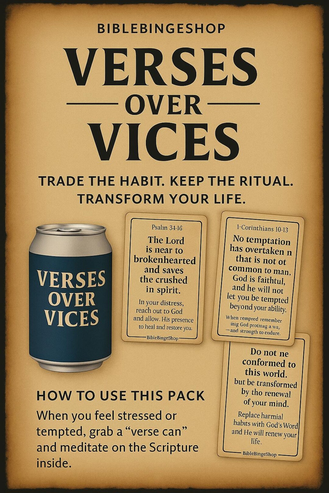 Verses Over Vices | 24 Printable Bible Verse Cards for Daily Devotion ...