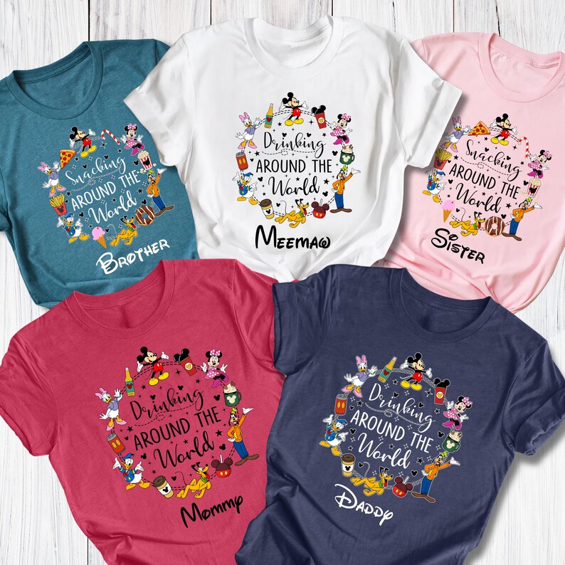 Custom 2026 Drinking and Snacking Around World Shirt, Disney Epcot ...