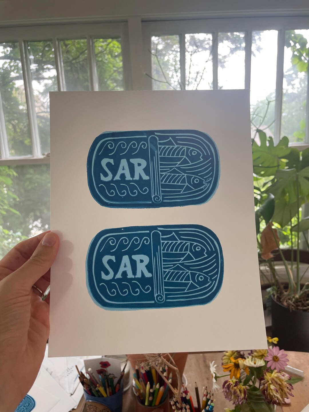 Sardines Original Linocut Block Print - Etsy