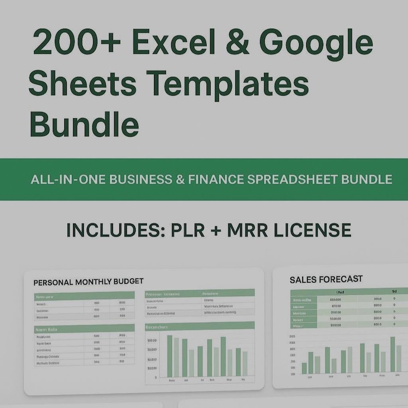 200+ Excel & Google Sheets Templates Bundle | Finance, Sales, Project ...
