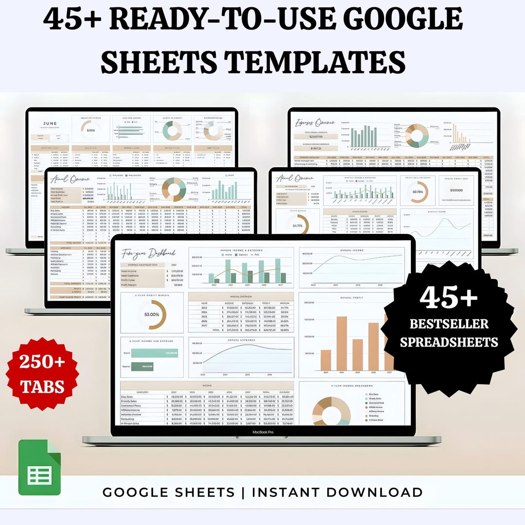 45+ Google Sheets Templates Bundle | 250+ Tabs | Business, Budget ...