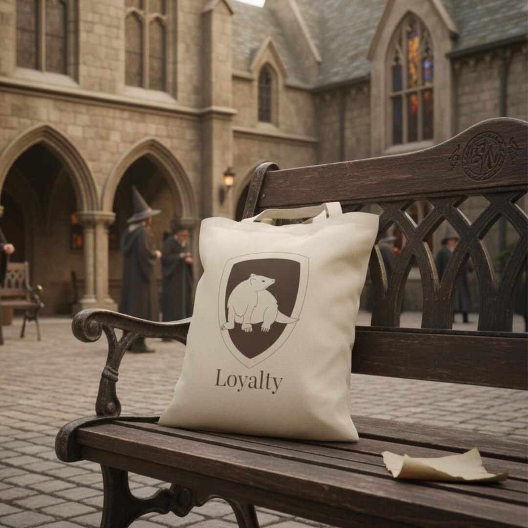 Wizardry Tote Bag, Loyalty Badger Crest Wizard Gift, Cotton Canvas 15 ...