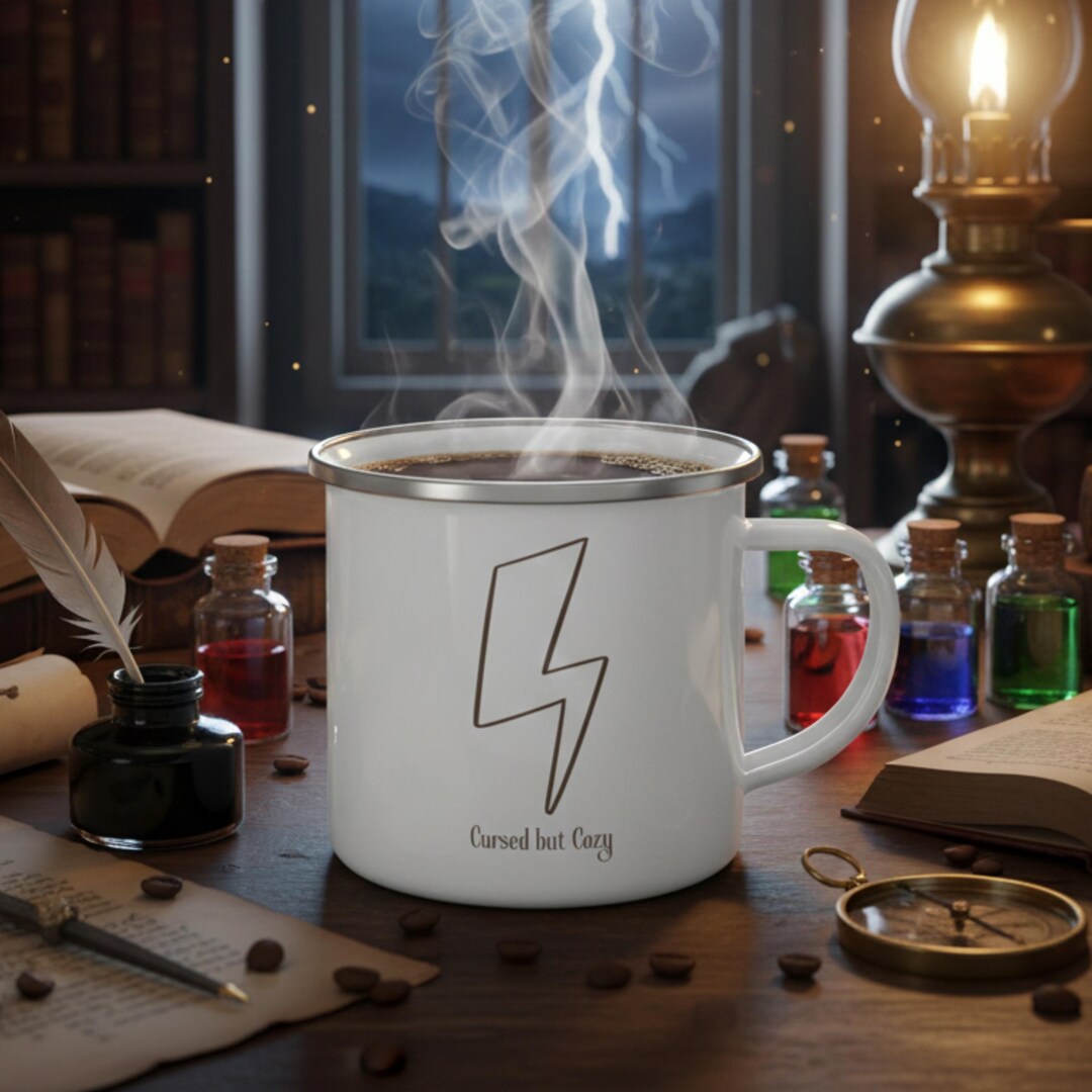 Wizardry 12oz Enamel Coffee Mug, Cursed but Cozy Witchy Magical Gift - Etsy