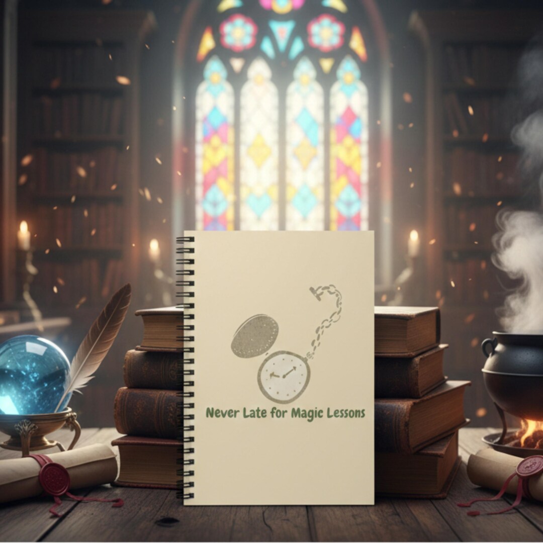 Wizard Notebook, Never Late for Magic Lessons Magical Gift, Spiral 8x6 ...