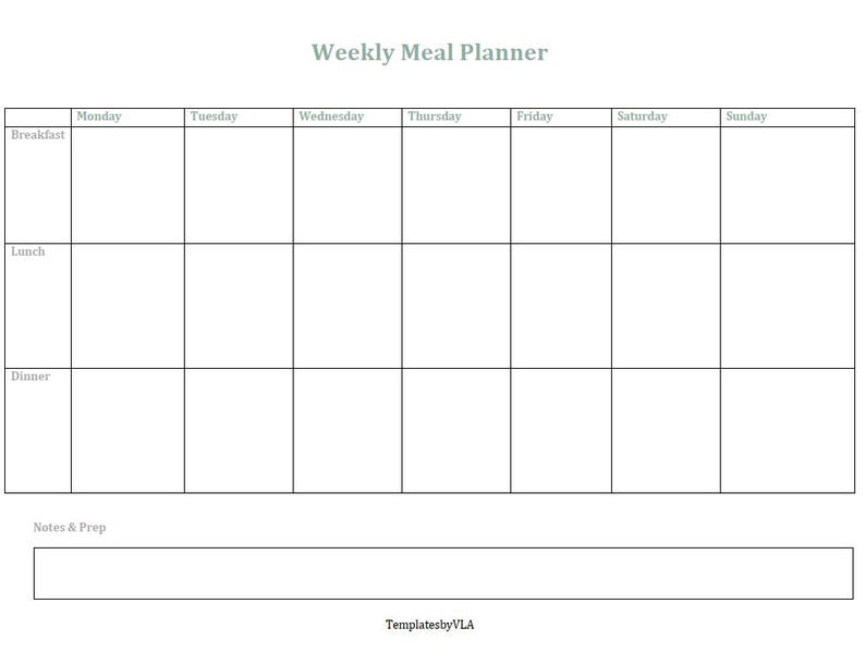 Minimal Weekly Meal Planner Template | Easy Food Organizer (digital ...