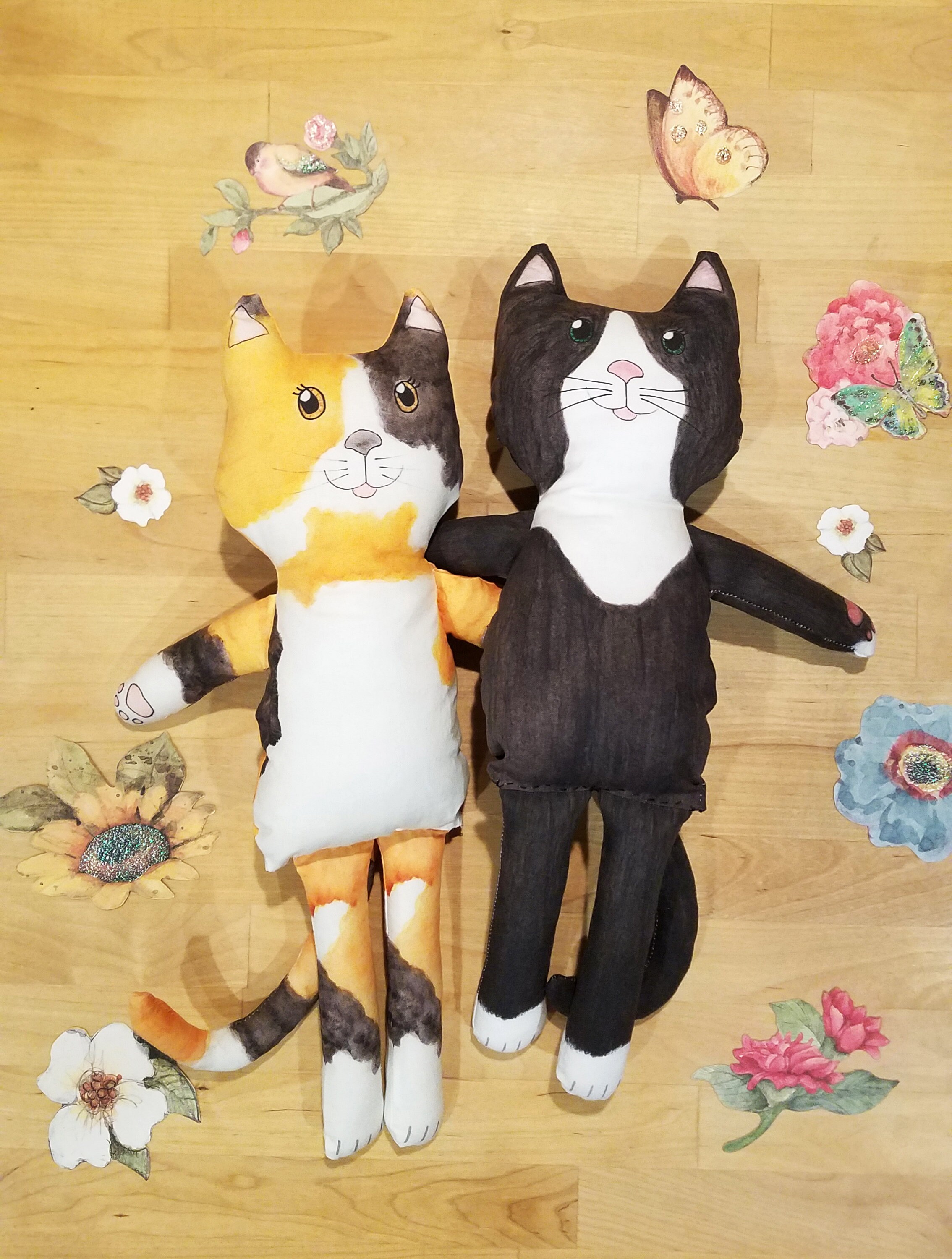 Diy Cut And Sew Calico Cat Doll Fabric Panel Craft Kit Fat Etsy