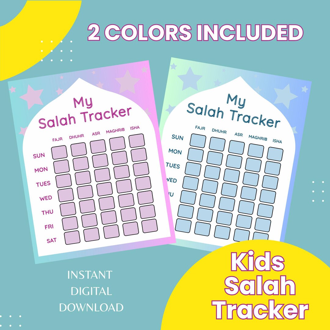 Salah Tracker, Daily Salah Tracker, Printable, Salah Tracker Chart ...