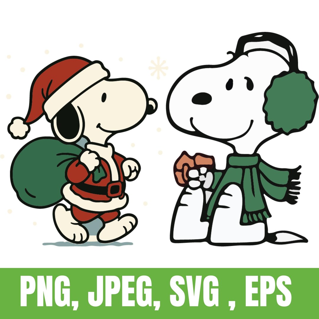 Snoopy Christmas PNG SVG Bundle | Holiday Cartoon Clipart (digital ...