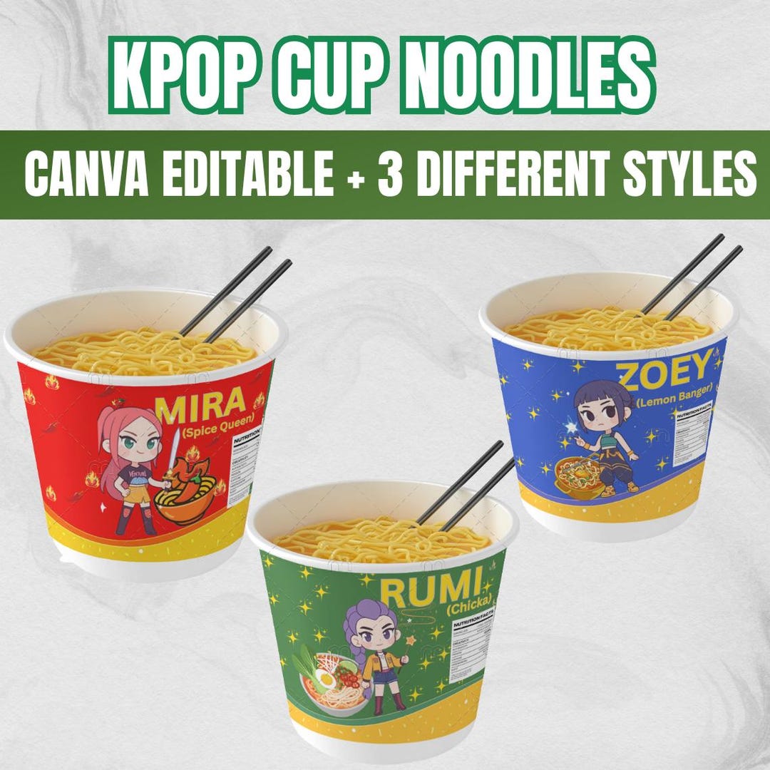 Kpop Demon Hunters | Cup Noodle Labels Ramyeon | Cosplay Party Huntrix ...