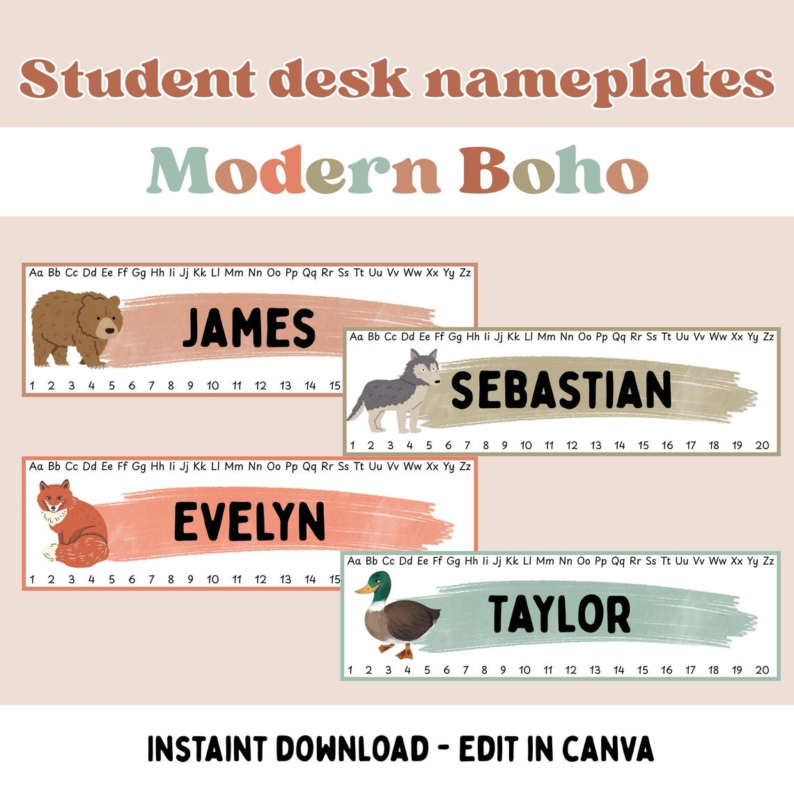 Modern Boho Classroom Desk Name Plates - Etsy