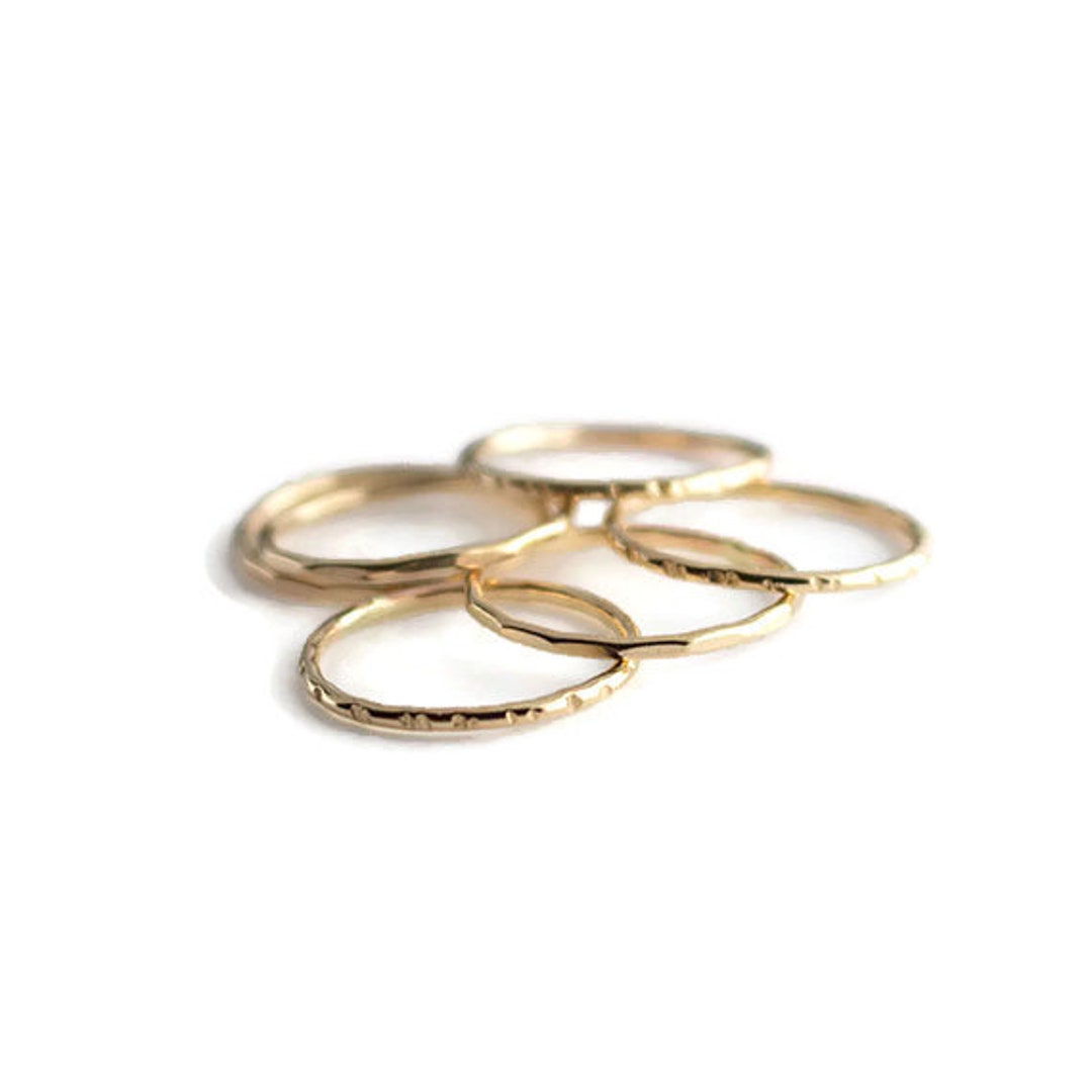 Gold Ring, Gold Band Ring, Stackable Ring, Hammered Ring, Minimalist ...