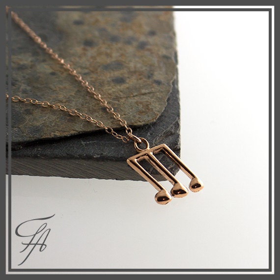 Notes Charm Necklace Rose Gold Necklace Everyday Jewelry - Etsy