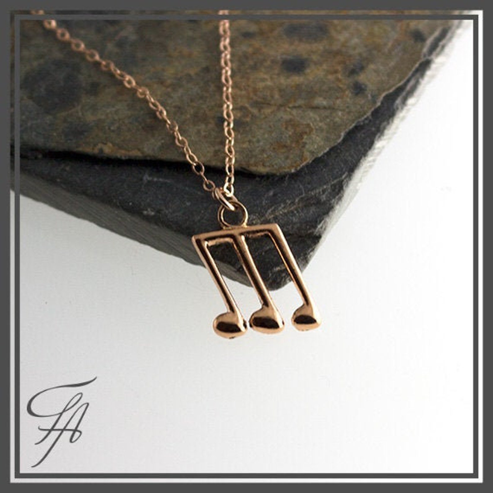 Notes Charm Necklace Rose Gold Necklace Everyday Jewelry - Etsy