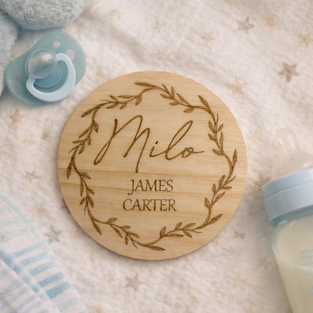 Personalised Baby Name Announcement Wooden Sign New Baby Arrival Plaque ...
