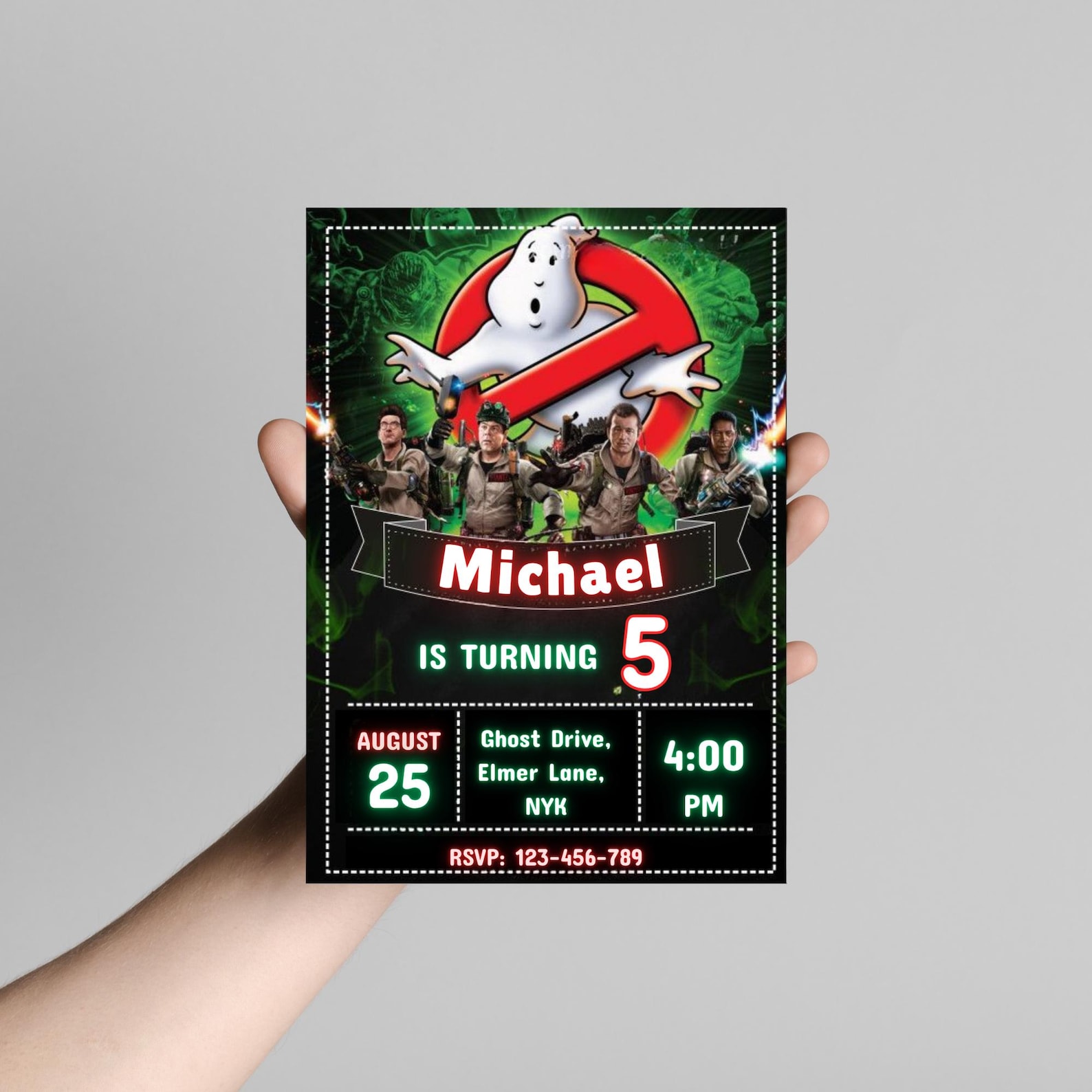 Ghostbusters Birthday Invitation Editable: Slime Theme, Retro Movie ...