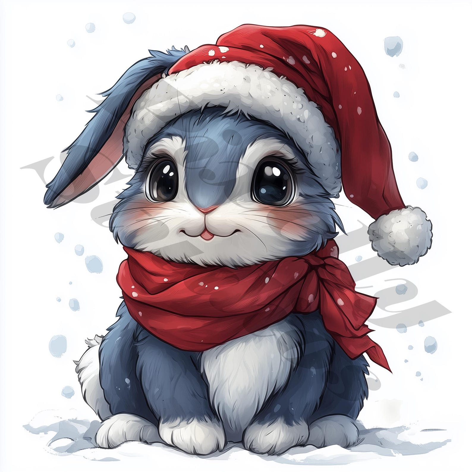 15 Cute Christmas Bunny Clipart, for Christmas Cards, Printable ...