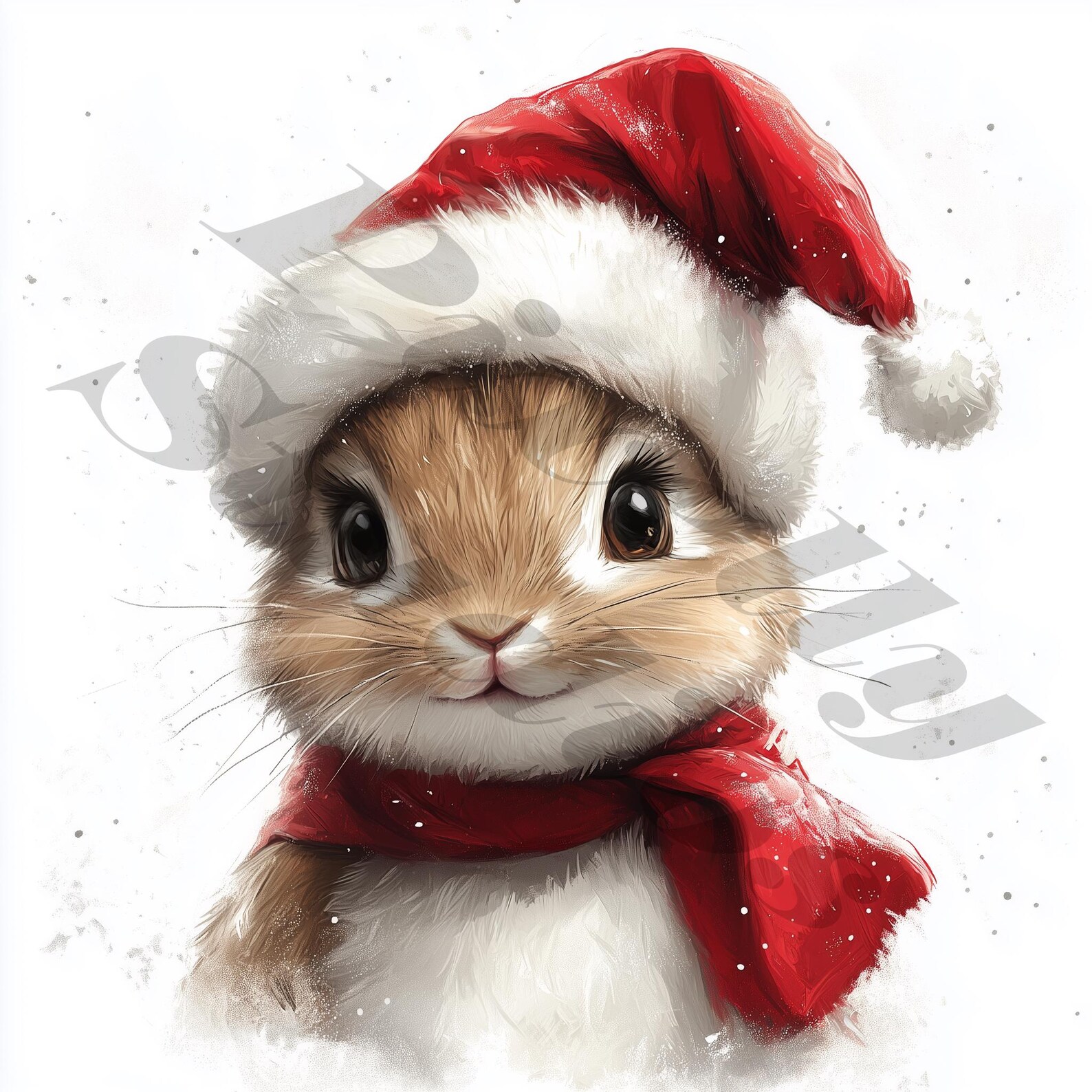 15 Cute Christmas Bunny Clipart, for Christmas Cards, Printable ...