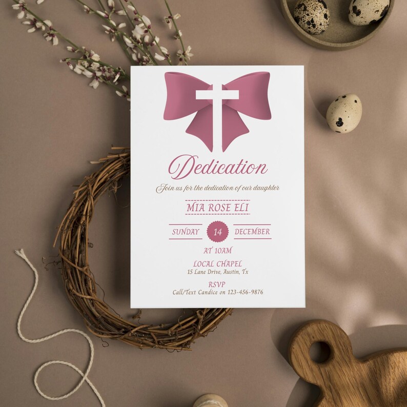 Dedication Invitation, Printable Child Dedication Invitation Template ...